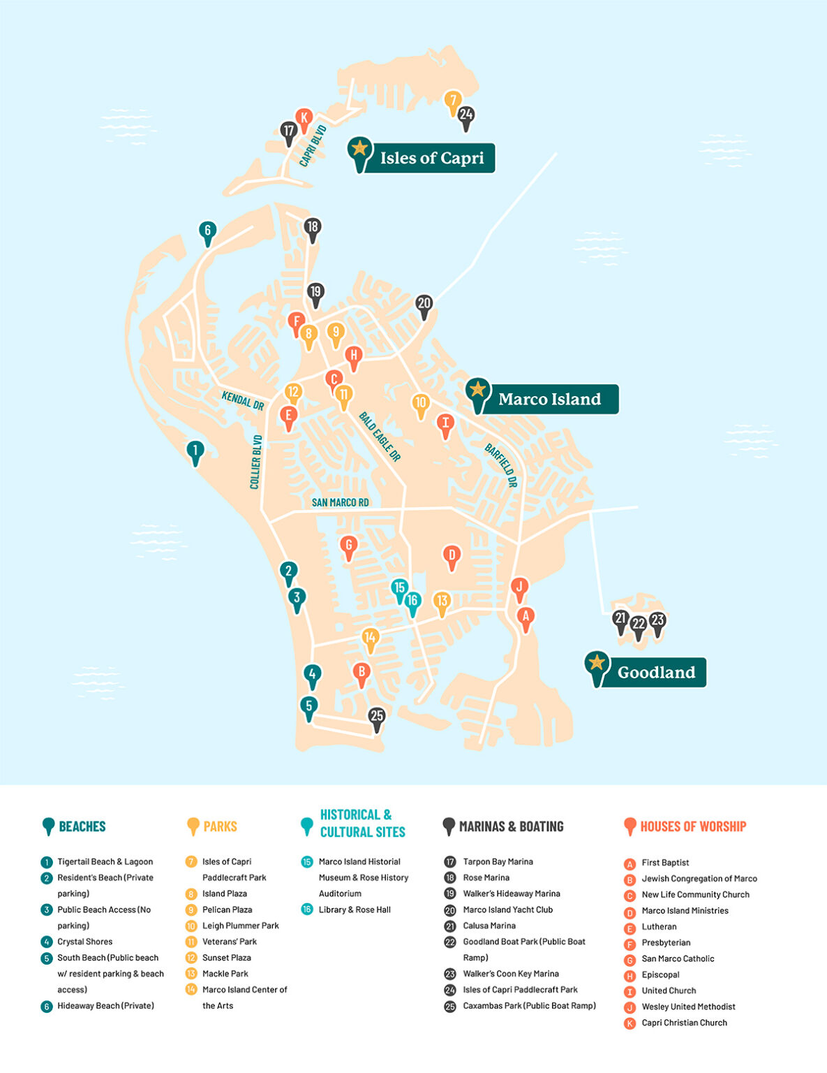 Marco Island Map – Free Guide to Beaches, Parks & Marinas